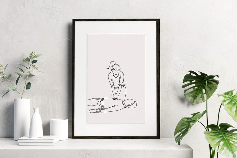 Minimalist CPR Technique Line Art, Digital Download, Medical Artwork ...