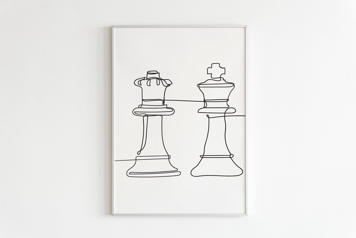 Minimalist Chess Line Art Digital Download Sport Print - Etsy