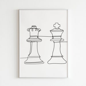 Minimalist Chess Line Art Digital Download Sport Print - Etsy