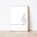 Music Note Line Art Print Minimalist One Line Drawing Art - Etsy