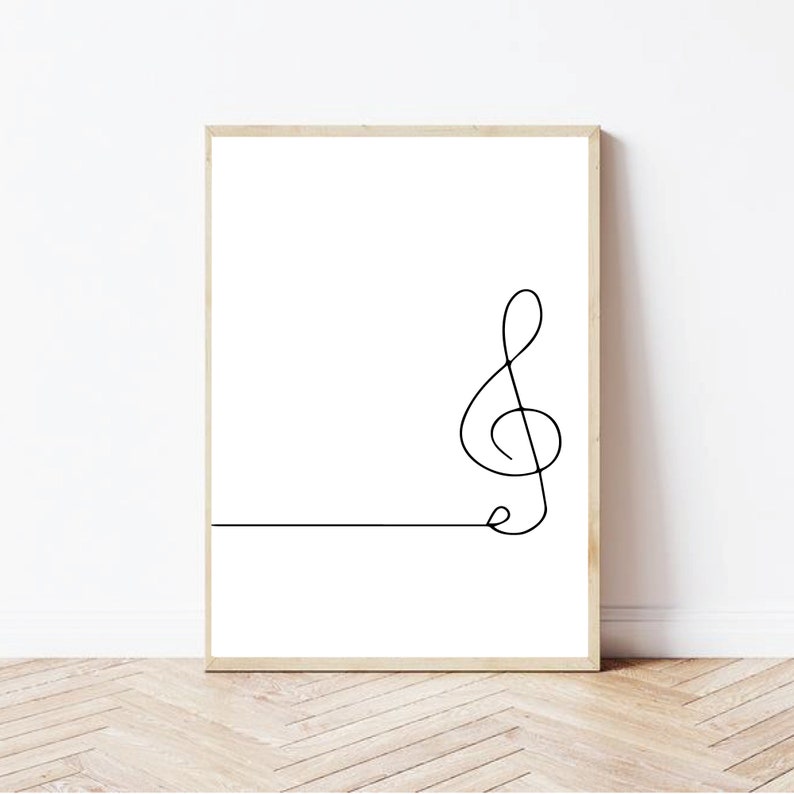 Music Note Line Art Print Minimalist One Line Drawing Art - Etsy