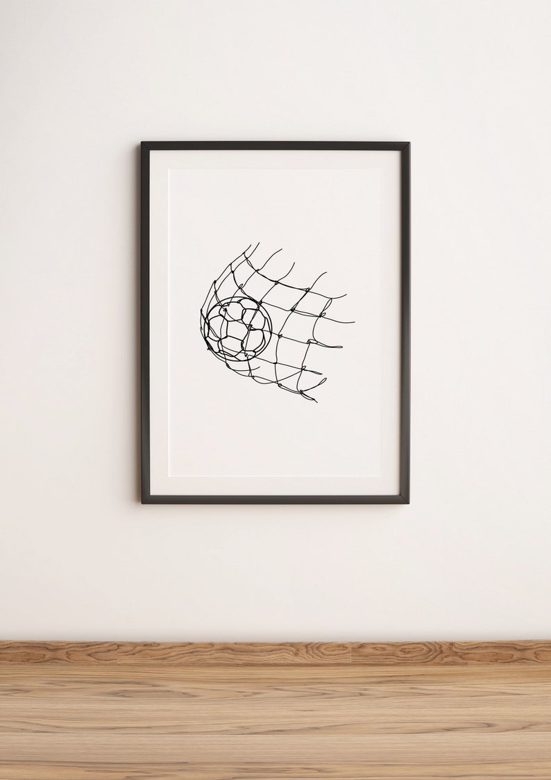 Minimalist Football Line Art Print, Soccer Sport Wall Art, Digital ...