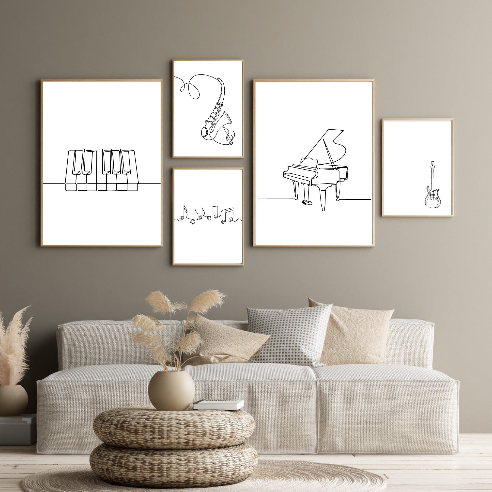 Minimalist Music Print, Piano Poster, Guitar Line Art, Saxophone ...