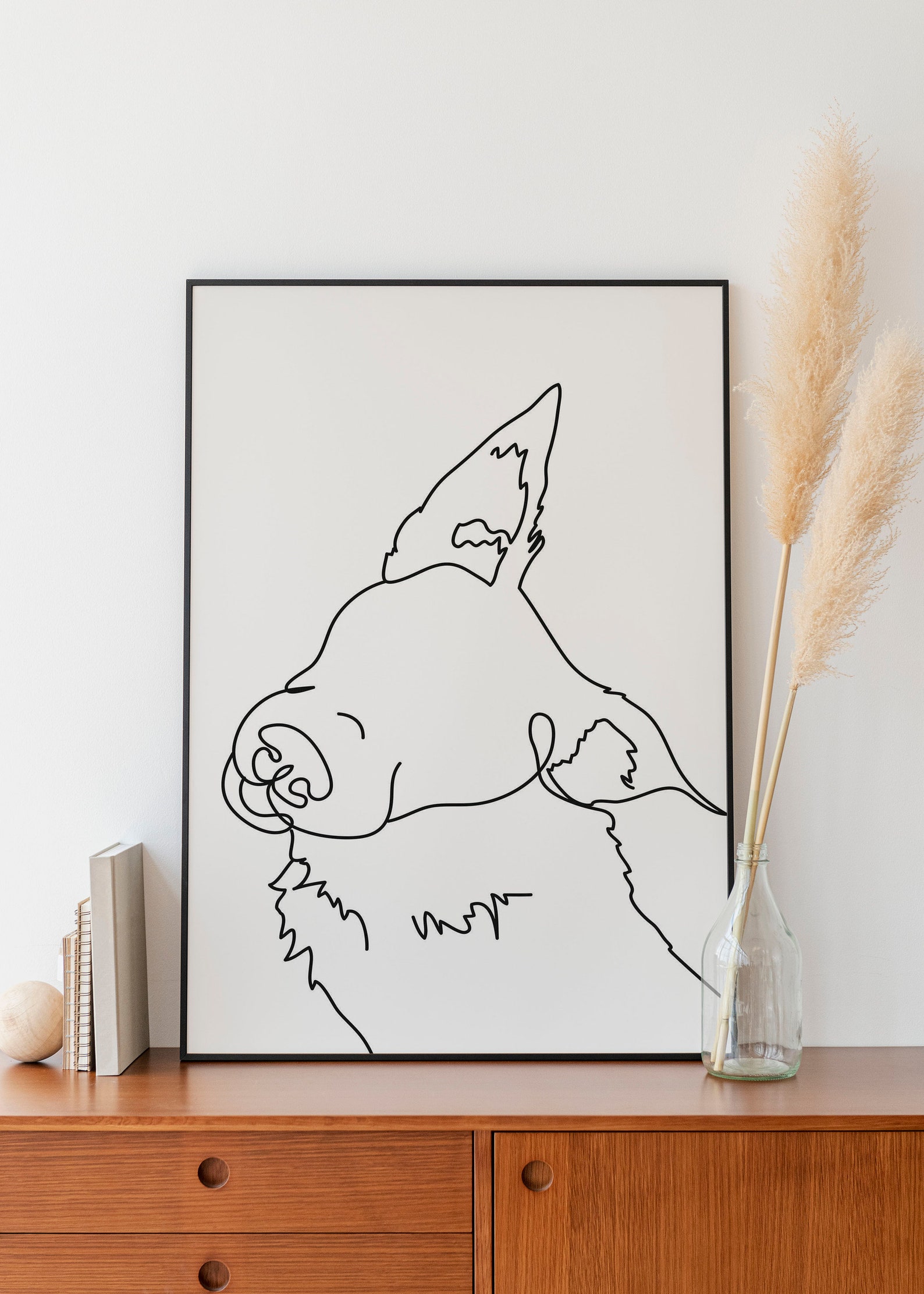 Dog Line Drawing Print, Veterinary Digital Download, Vet Office Outline ...