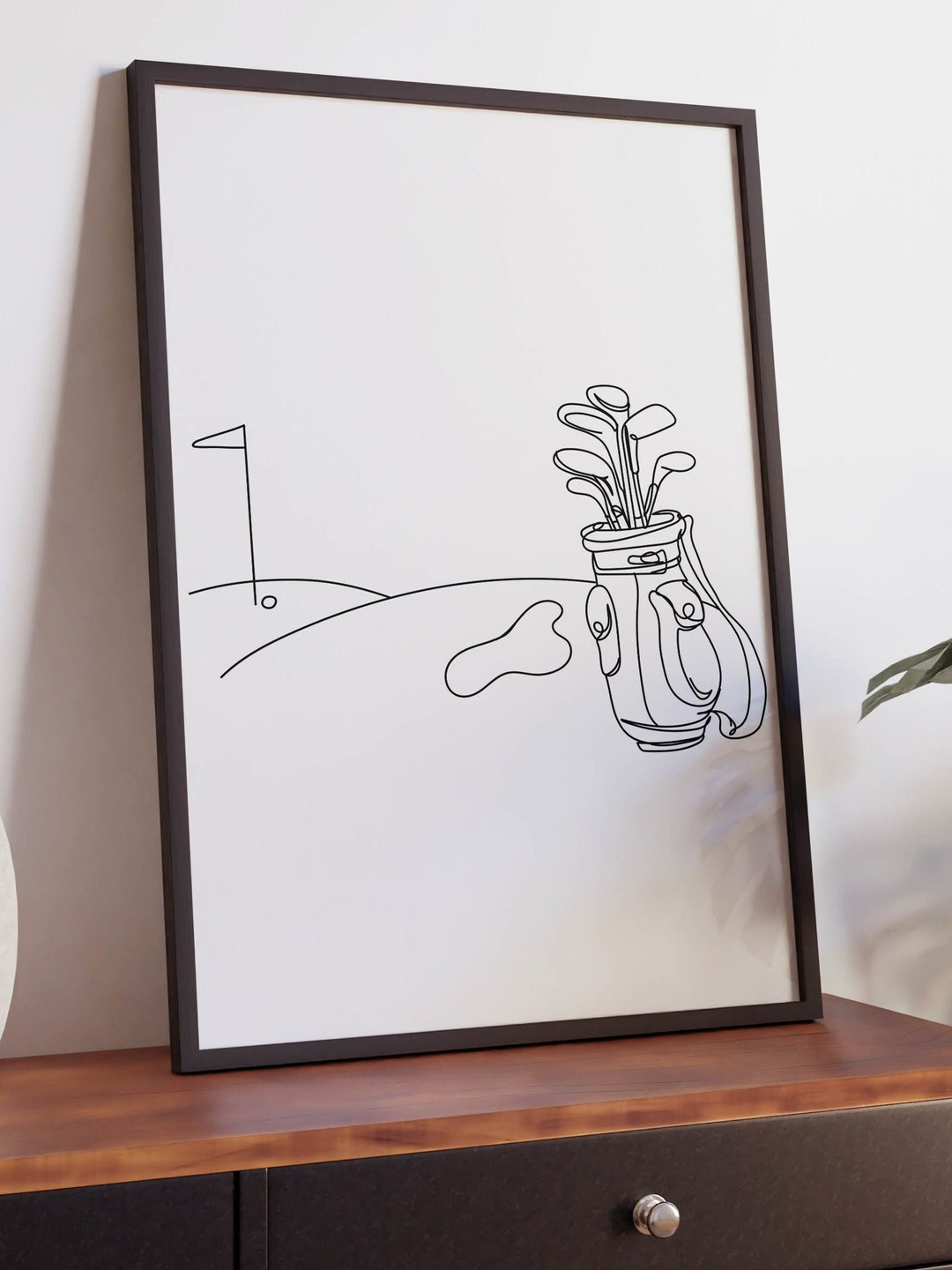 Minimalist Golf Line Art, Digital Download, Sport Print, Player ...