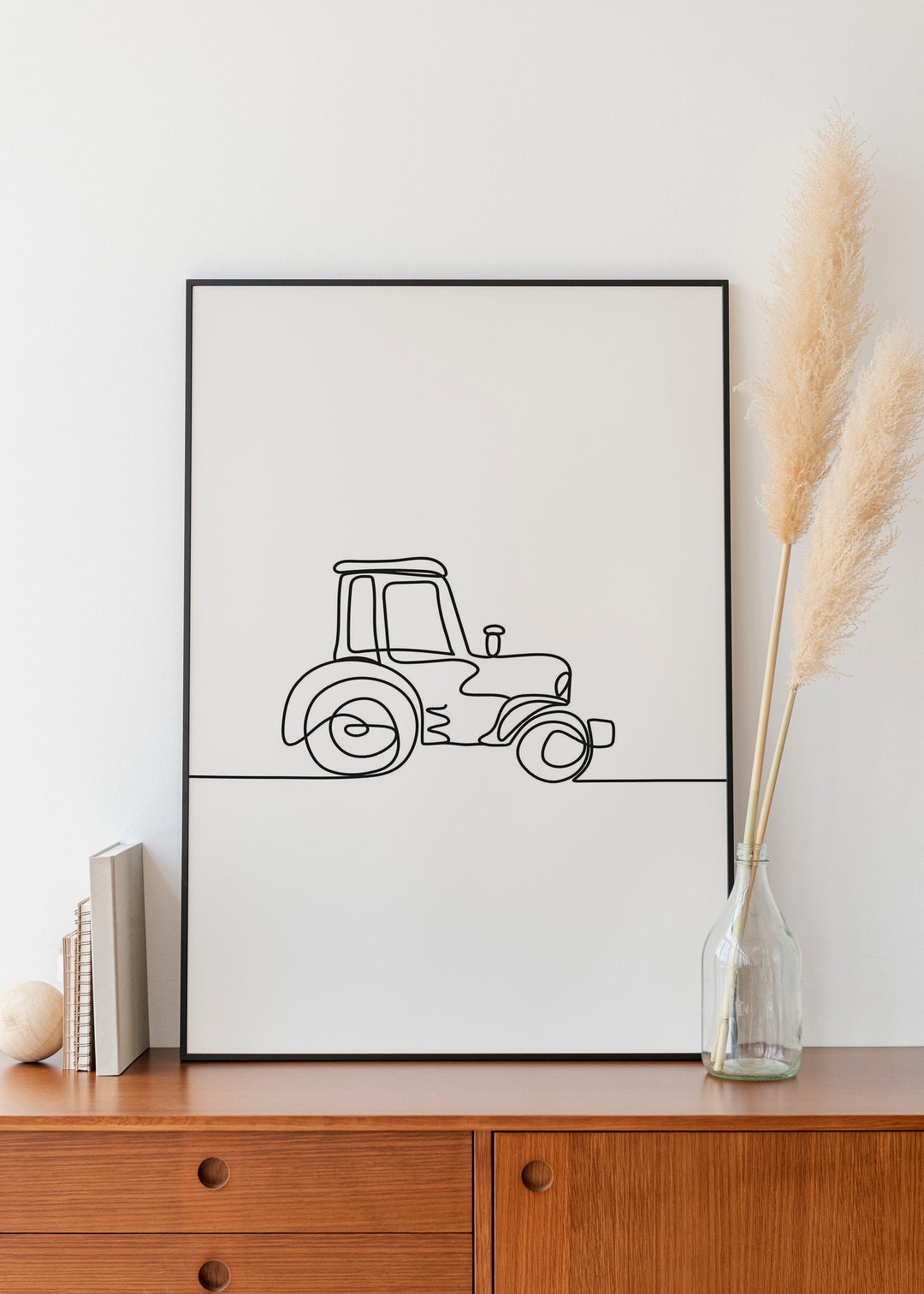 Minimalist Tractor Line Art , Digital Download, Transportation Wall Art ...
