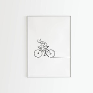 Cyclist Line Art, Minimalist Biker Wall, Digital Download, Male Cycling ...