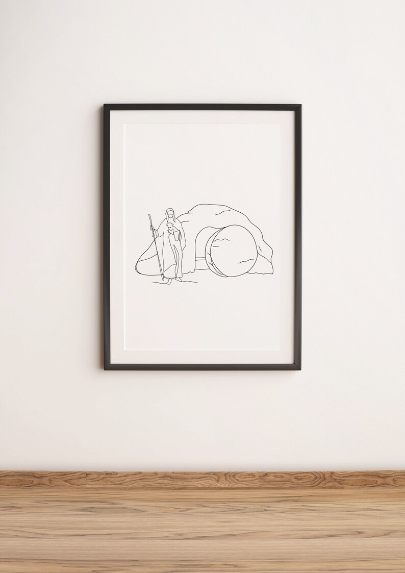 Minimalist Empty Tomb Line Art Digital Download Religious - Etsy
