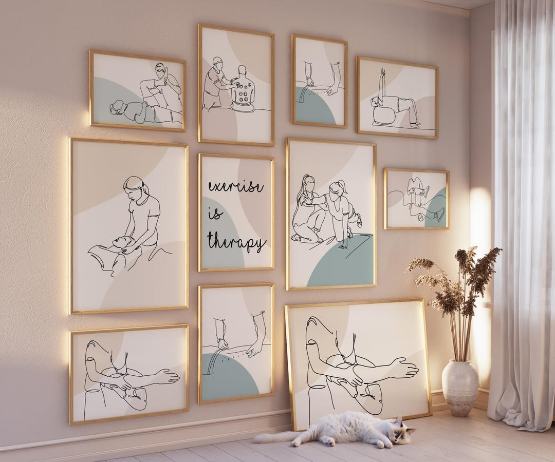 Minimalist Sport Therapy Gallery Set of 11 Drawings, Line Art Print ...