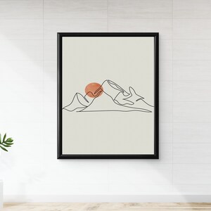 Minimalist Mountain Line Art , Printable Outline Drawing, Digital ...
