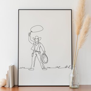 Minimalist Cowboy Line Art Digital Download Horse Rider - Etsy