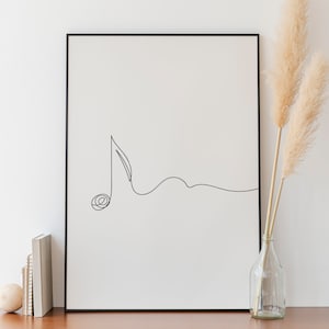 Minimalist Note Line Art Print, Music One Line Drawing, Wall Art ...