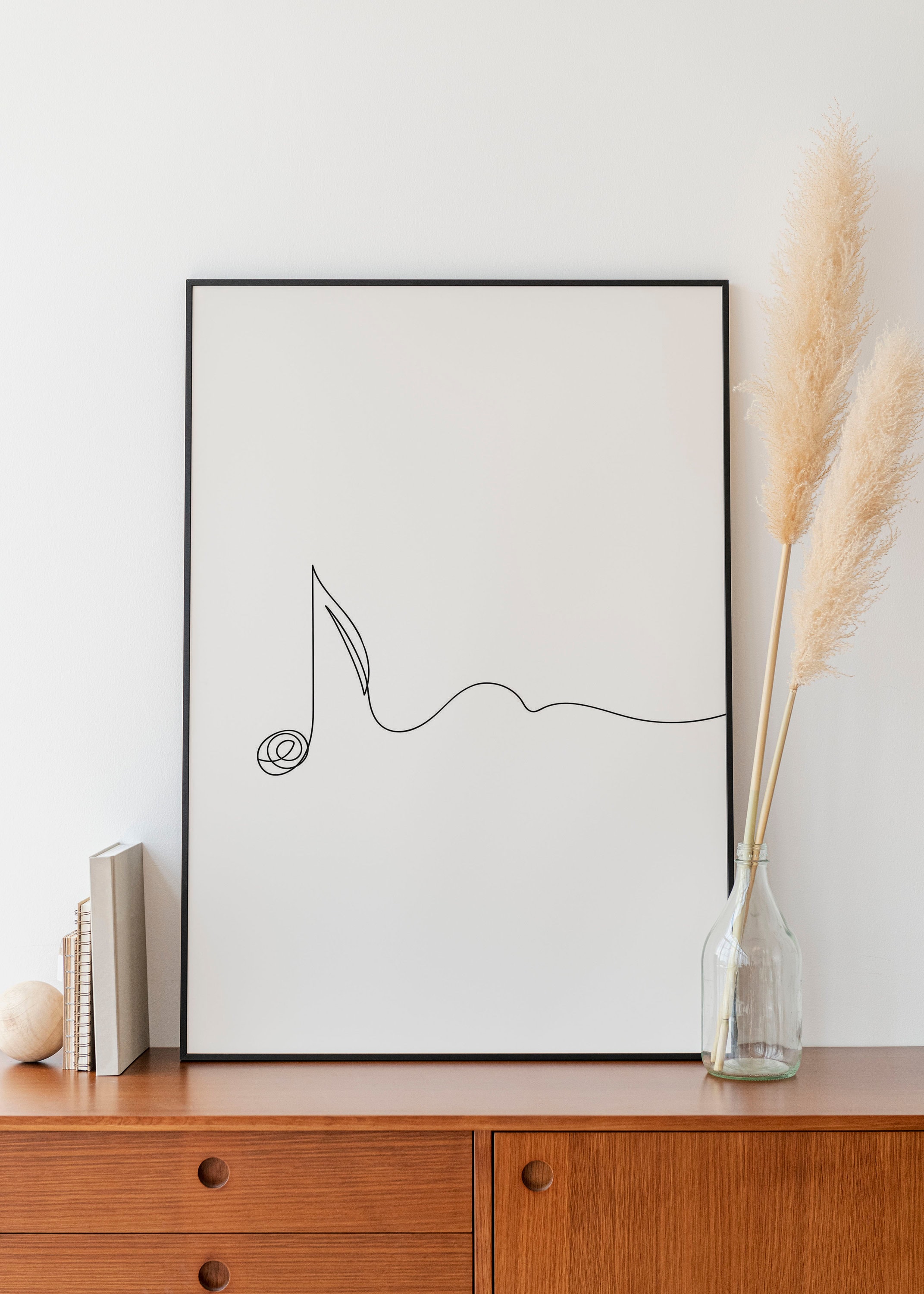 Minimalist Note Line Art Print, Music One Line Drawing, Wall Art ...