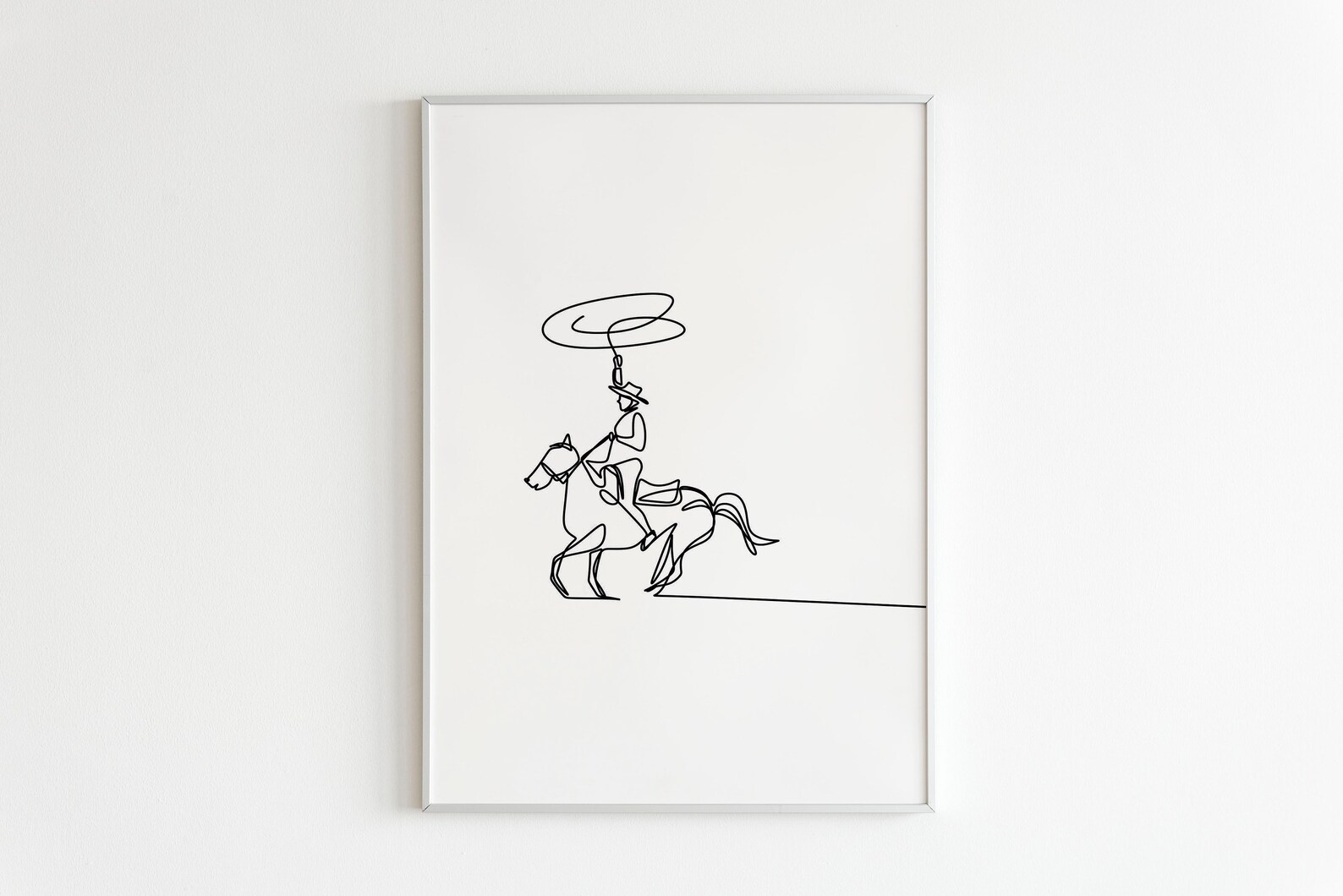 Minimalist Cowboy Line Art Digital Download Horse Rider - Etsy