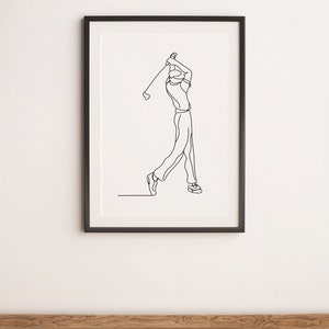 Minimalist Golf Player Line Art, Digital Download, Sport Print, Room ...