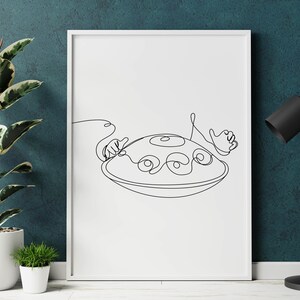 Minimalist Handpan Drum Drawing, Hang Drummer Line Art, Instrument ...