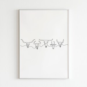 Minimalist Western Line Art, Digital Download, Cowboy Rider Print, Bull ...