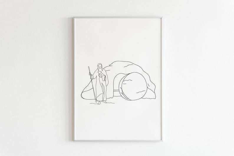 Minimalist Empty Tomb Line Art Digital Download Religious - Etsy