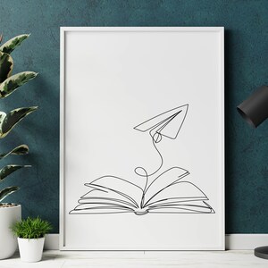 Minimalist Book Line Art, Digital Download, Books Outline Drawing ...