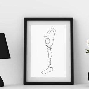 Minimalist Leg Prosthetic Line Art, Digital File, Prostheses Print ...
