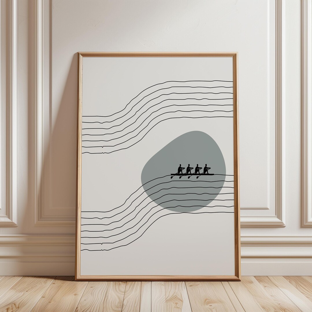 Retro Rowing Boat Poster, Sport Drawing, Athlete Print, Boho Printable ...
