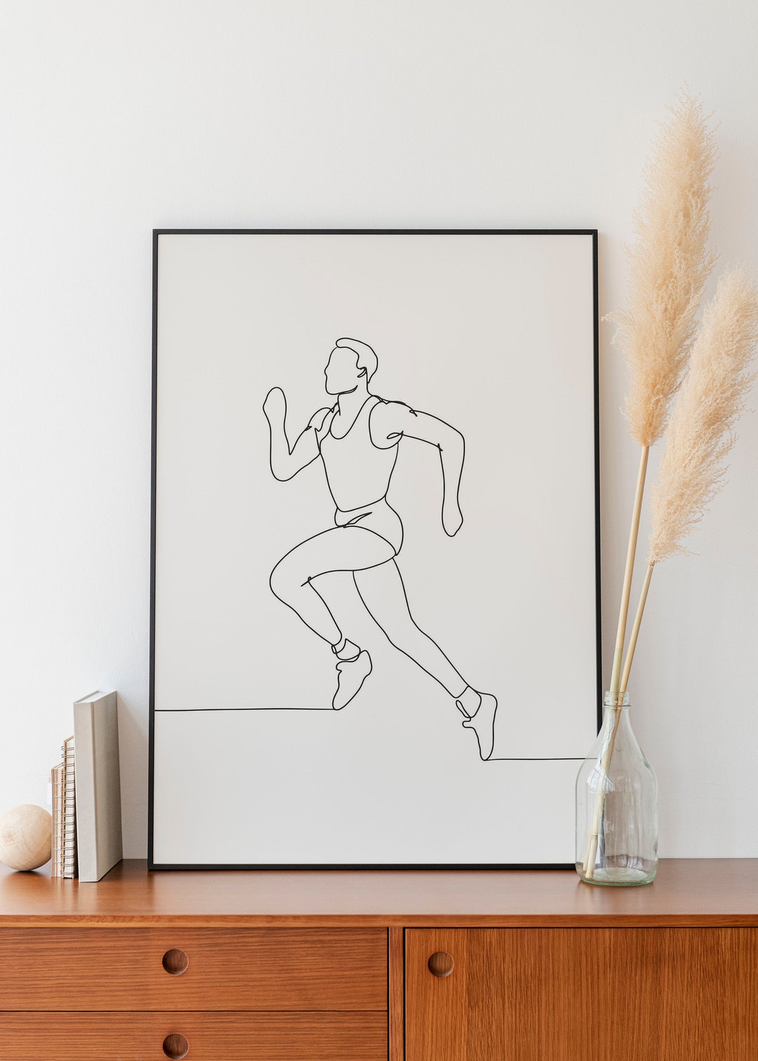 Minimalist Running Line Art, Digital Download, Sport Print, Exercise ...