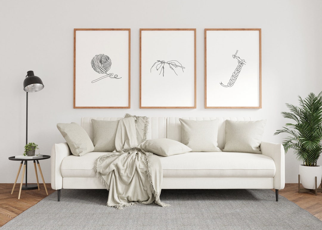 Minimalist Crochet Line Art, Digital Download, Yarn Print, Needlework ...