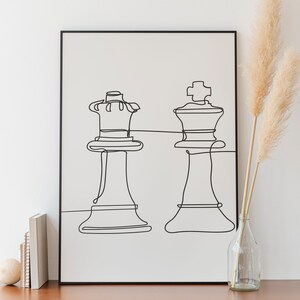 Minimalist Chess Line Art Digital Download Sport Print - Etsy