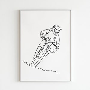 Minimalist Mountain Bike Line Art, Digital Download, MTB Print, Extreme ...