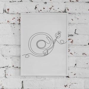 Minimalist Record Turntable Vinyl Line Art, Digital Download, Music ...