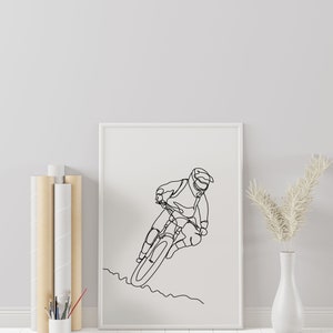 Minimalist Mountain Bike Line Art, Digital Download, MTB Print, Extreme ...
