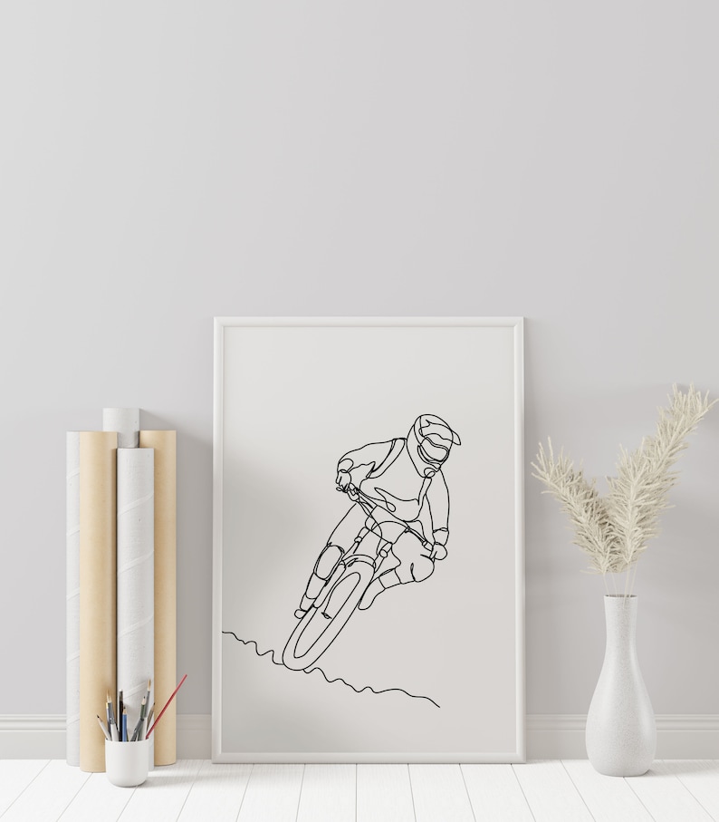 Minimalist Mountain Bike Line Art, Digital Download, MTB Print, Extreme ...