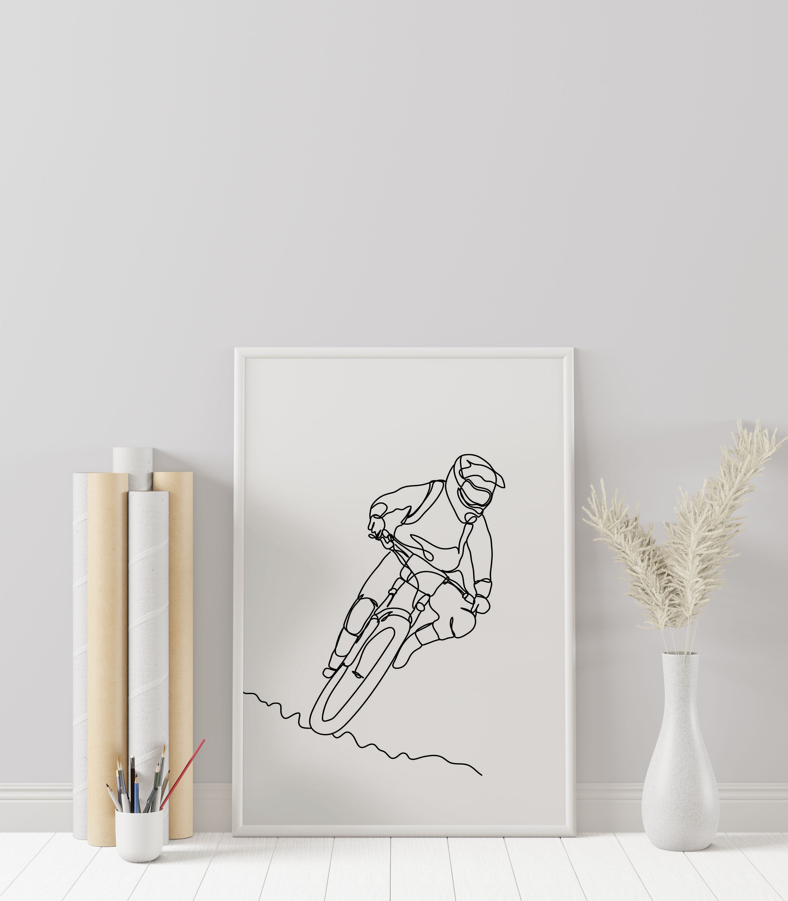 Minimalist Mountain Bike Line Art, Digital Download, MTB Print, Extreme ...