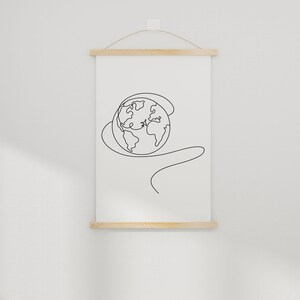 Minimalist World Map Line Art, Digital Download, Wall Art Poster, Gift ...