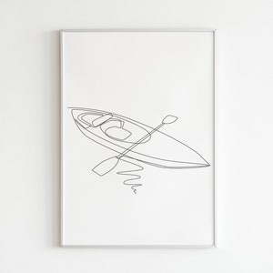 Minimalist Kayak Line Art Water Sport Printable Canoe Wall - Etsy UK