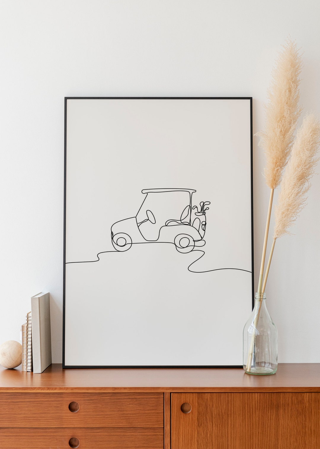 Minimalist Golf Cart Line Art, Digital Download, Sport Print, Simple ...