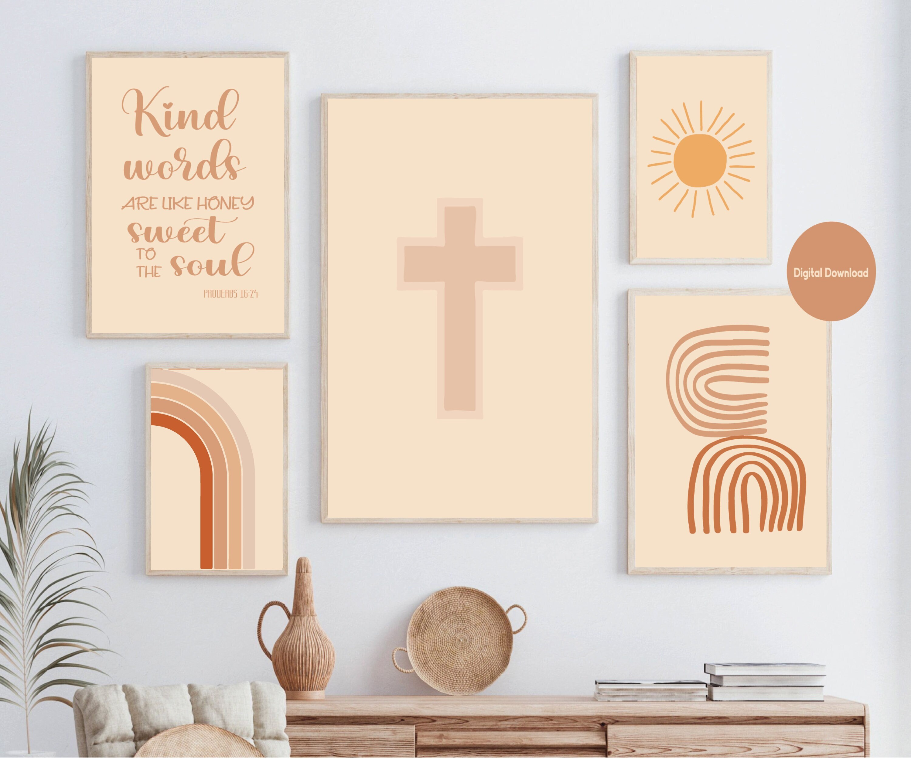 Set of 5 Christian poster Bible verse wall art Digital | Etsy