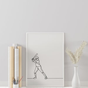 Minimalist Baseball Player Line Art Digital Download Sport - Etsy