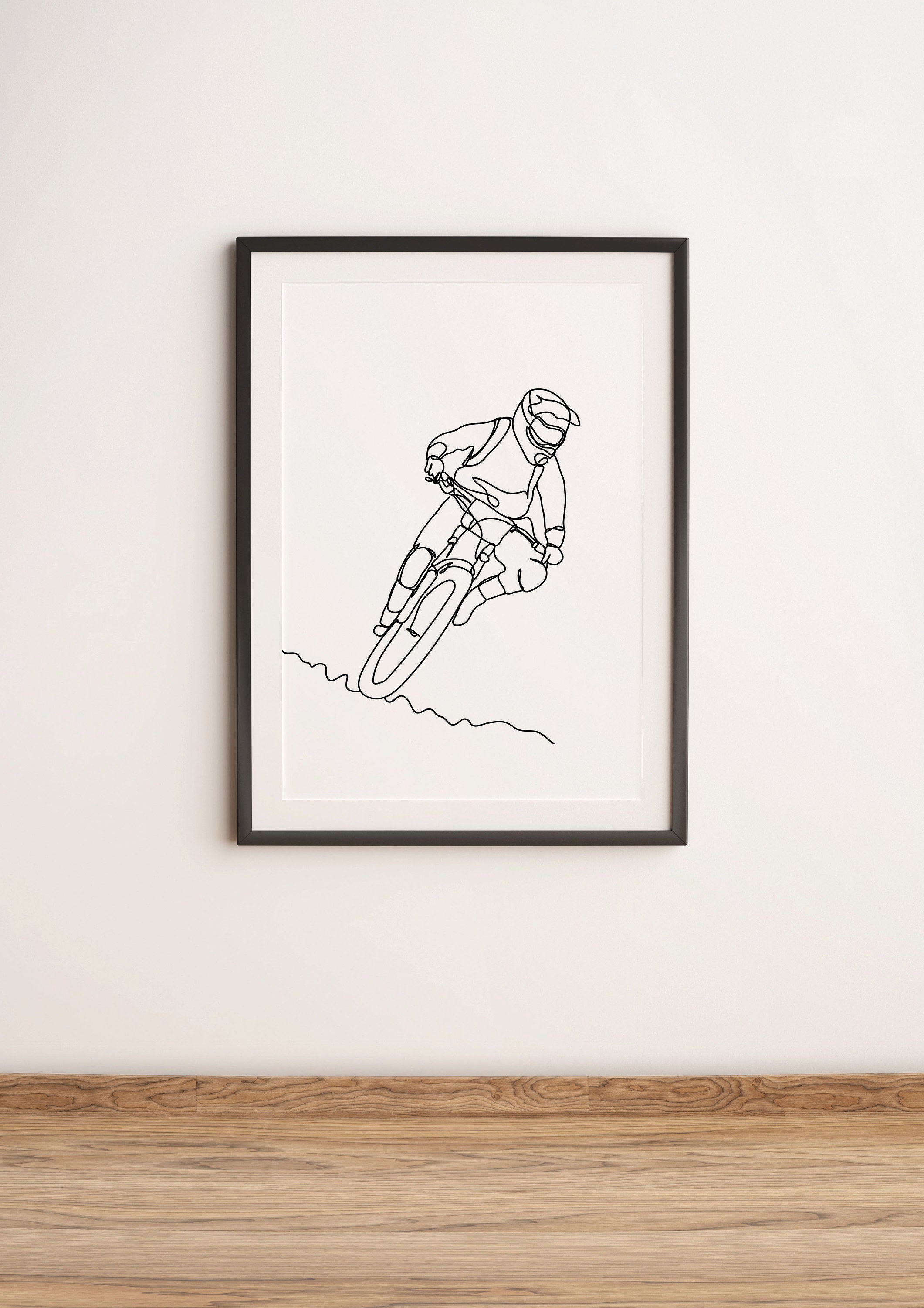 Minimalist Mountain Bike Line Art, Digital Download, MTB Print, Extreme ...