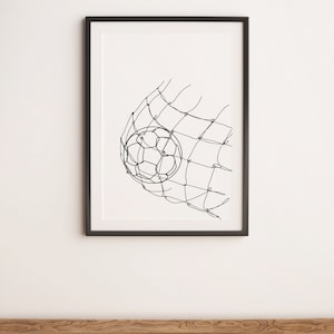 Minimalist Football Line Art Print, Soccer Sport Wall Art, Digital ...