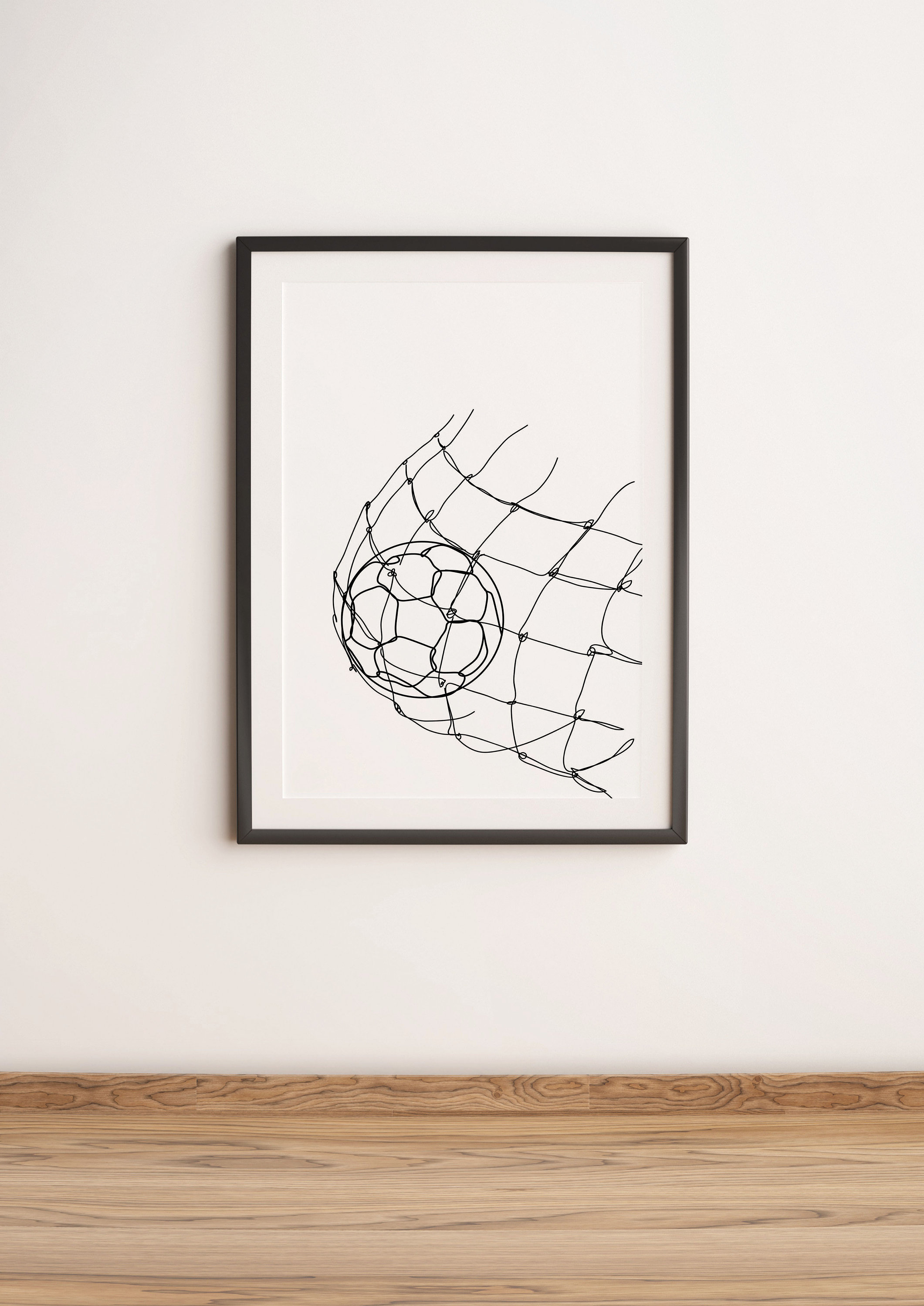 Minimalist Football Line Art Print, Soccer Sport Wall Art, Digital ...