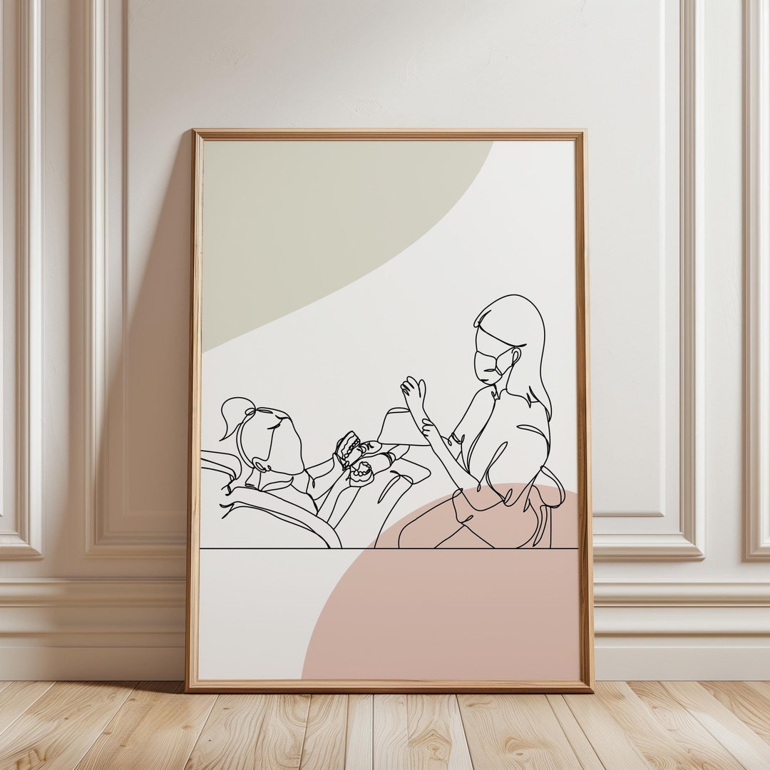 Minimalist Kid Dentist Line Art, Digital Download, Pediatric Dentistry ...