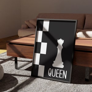 Chess Gallery Set of 15 Drawings, Check Decoration, Retro Print, Board ...