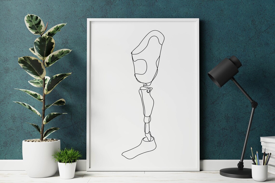 Minimalist Leg Prosthetic Line Art, Digital File, Prostheses Print ...