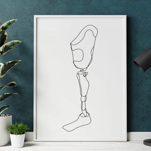Minimalist Leg Prosthetic Line Art, Digital File, Prostheses Print ...