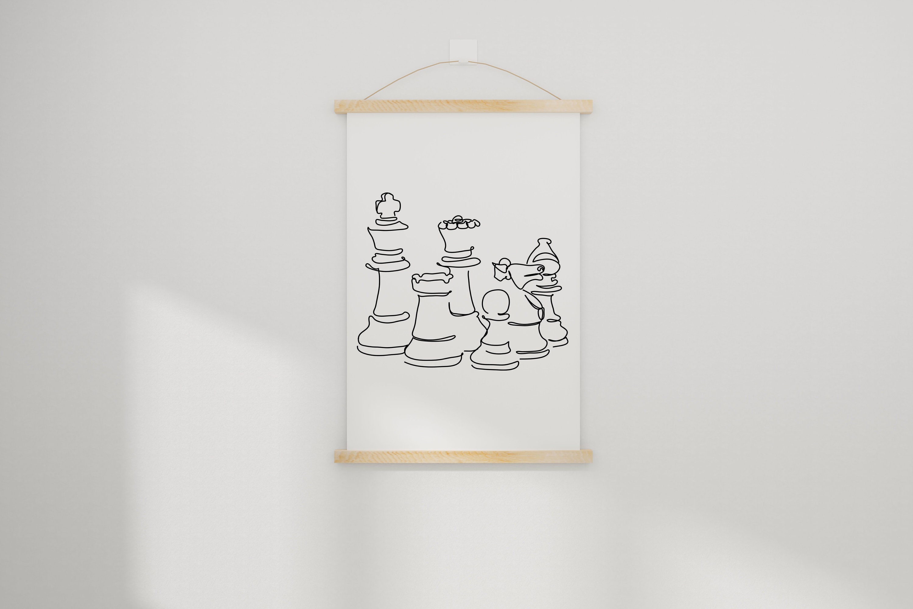Minimalist Chess Line Art, Digital Download, Sport Print, Board Game ...