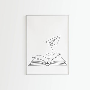 Minimalist Book Line Art, Digital Download, Books Outline Drawing ...