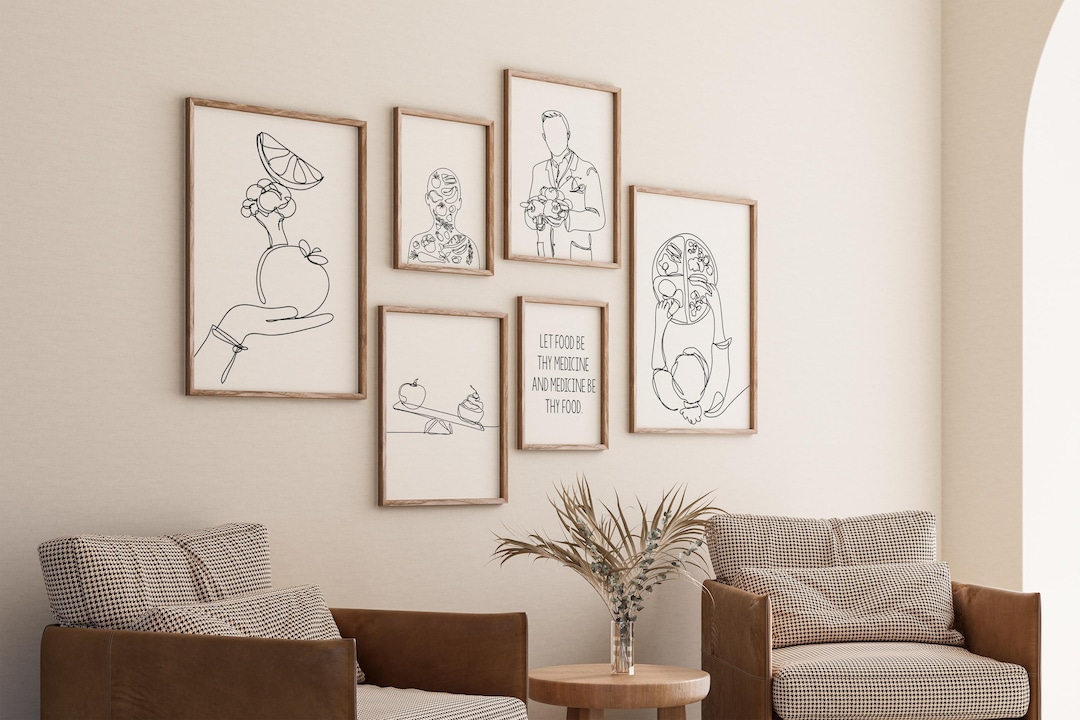 Nutritionist Set of 6 Drawing, Minimalist Line Art Print, Office Poster ...