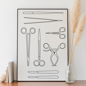 Minimalist Surgeon Line Art, Digital Download, Medical Health Print ...