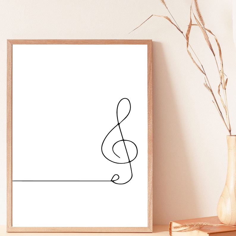 Music Note Line Art Print Minimalist One Line Drawing Art - Etsy